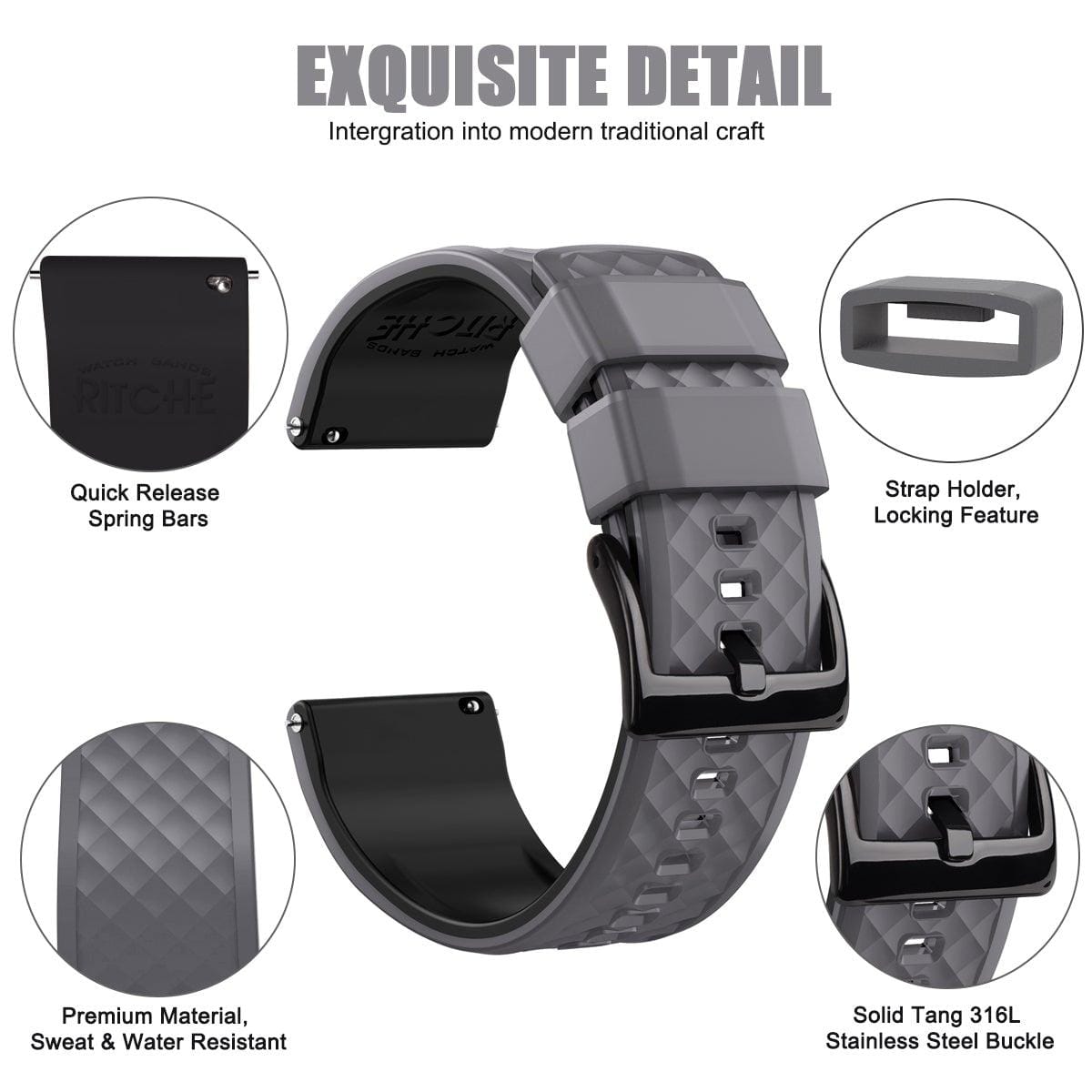 Ritche Classic Silcone Quick Release Watch Bands